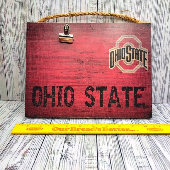 ohio st | Accents | Ohio St Team Name Clip Frame Wood Wall Hanger Or ...